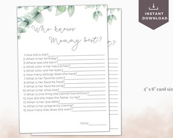 Who Knows Mommy Best Baby Shower Game, Baby Shower Game, How Well Do ...