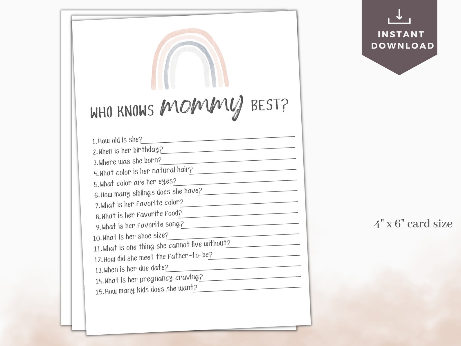 Who Knows Mommy Best Baby Shower Game, Baby Shower Game, How Well Do ...