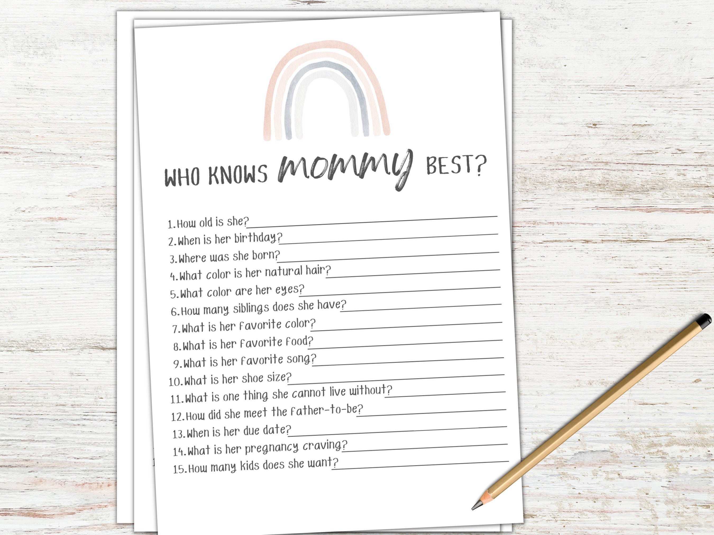 Who Knows Mommy Best Baby Shower Game, Baby Shower Game, How Well Do ...