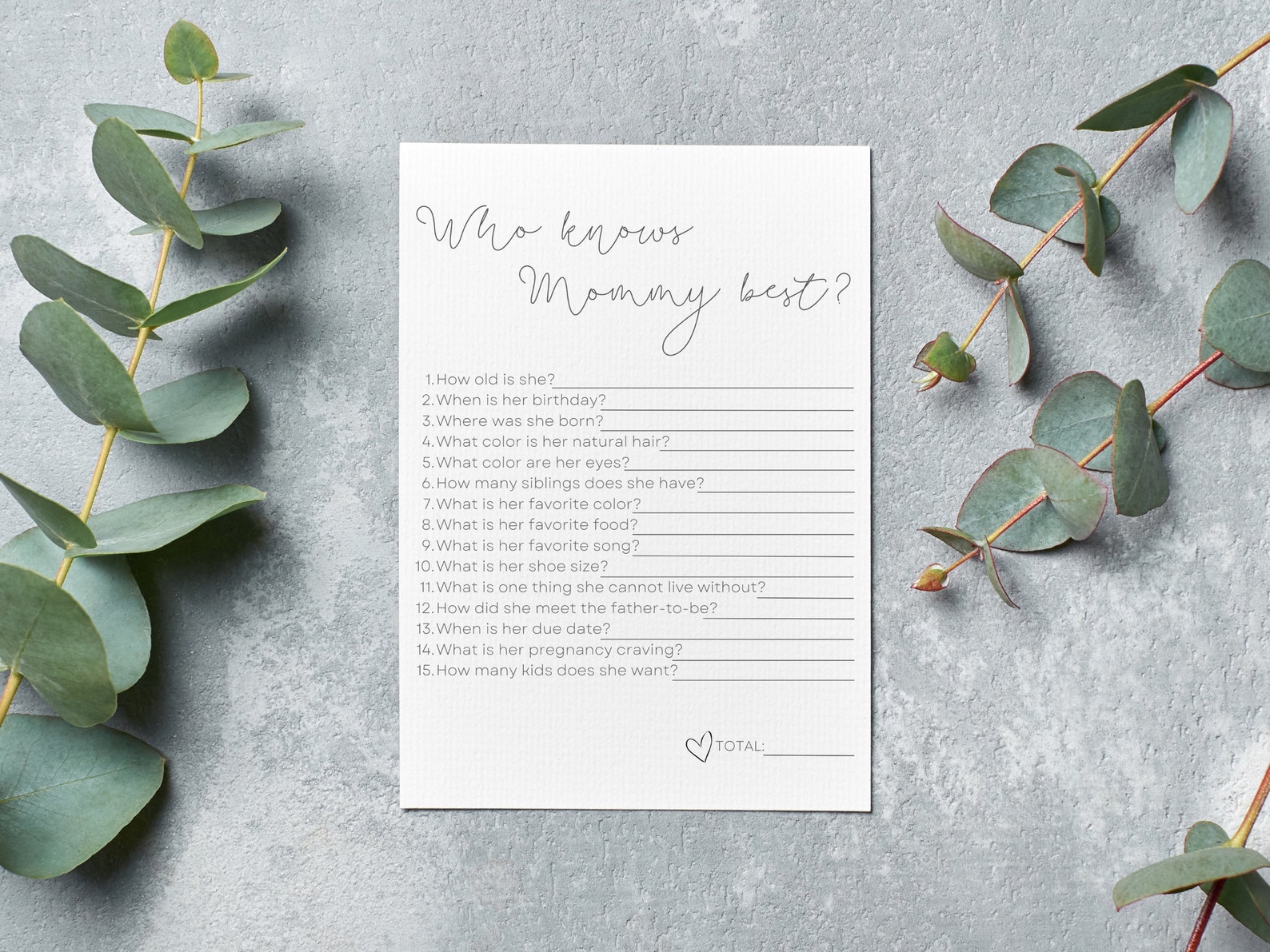 Who Knows Mommy Best Baby Shower Game, Baby Shower Game, How Well Do ...