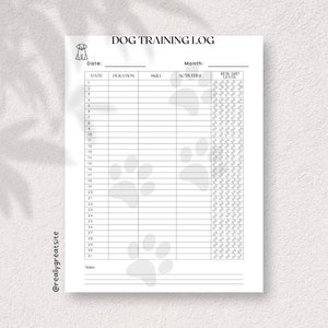 Dog Training Command List Puppy Log Book Record Dog Training Chart Dog ...