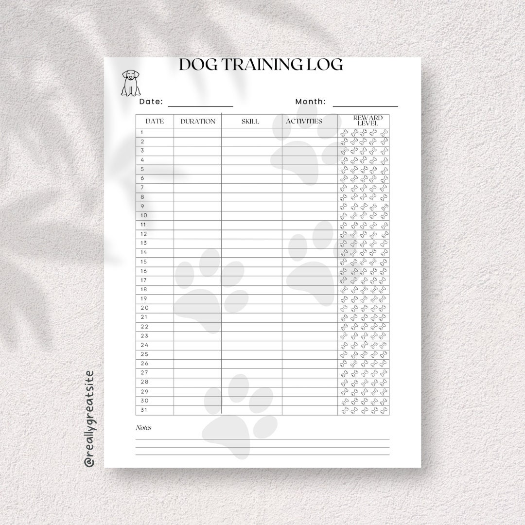 Dog Training Command List Puppy Log Book Record Dog Training Chart Dog ...