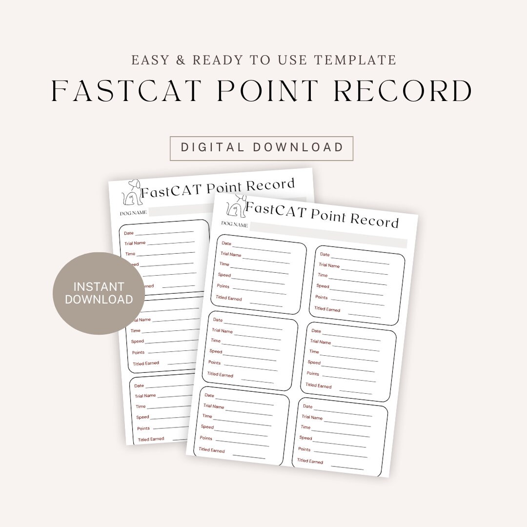 Fastcat Point Record Dog Record Score Happy Planner Vet Record Report ...