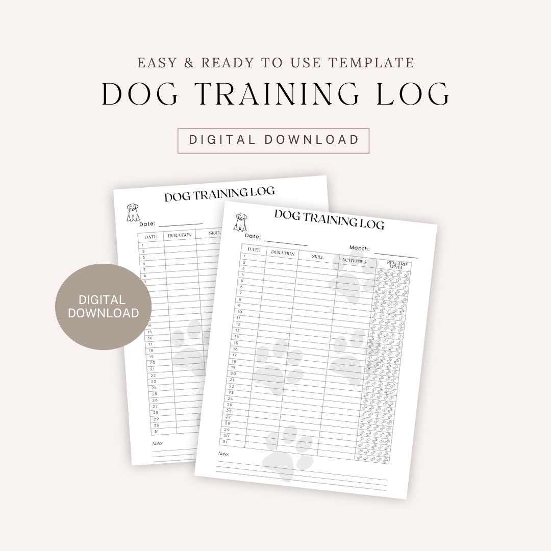 Dog Training Command List Puppy Log Book Record Dog Training Chart Dog ...