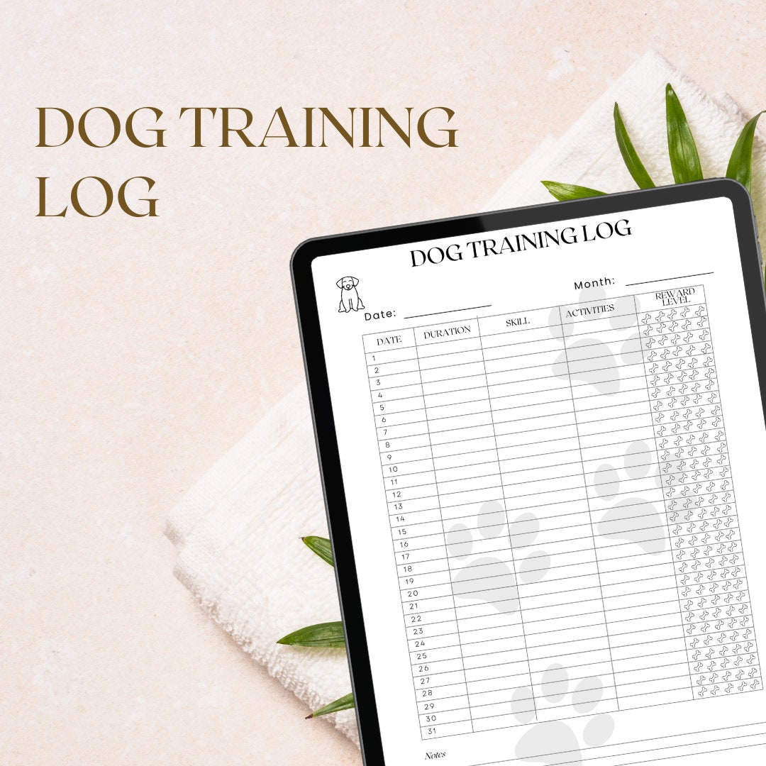 Dog Training Command List Puppy Log Book Record Dog Training Chart Dog ...