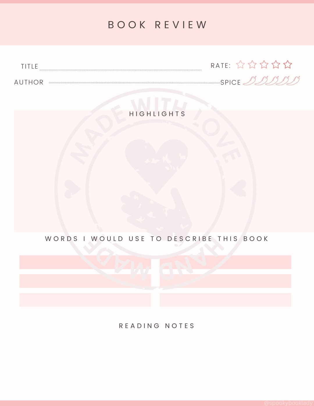 Pink Book Review Template designed for Use With Goodnotes App - Etsy
