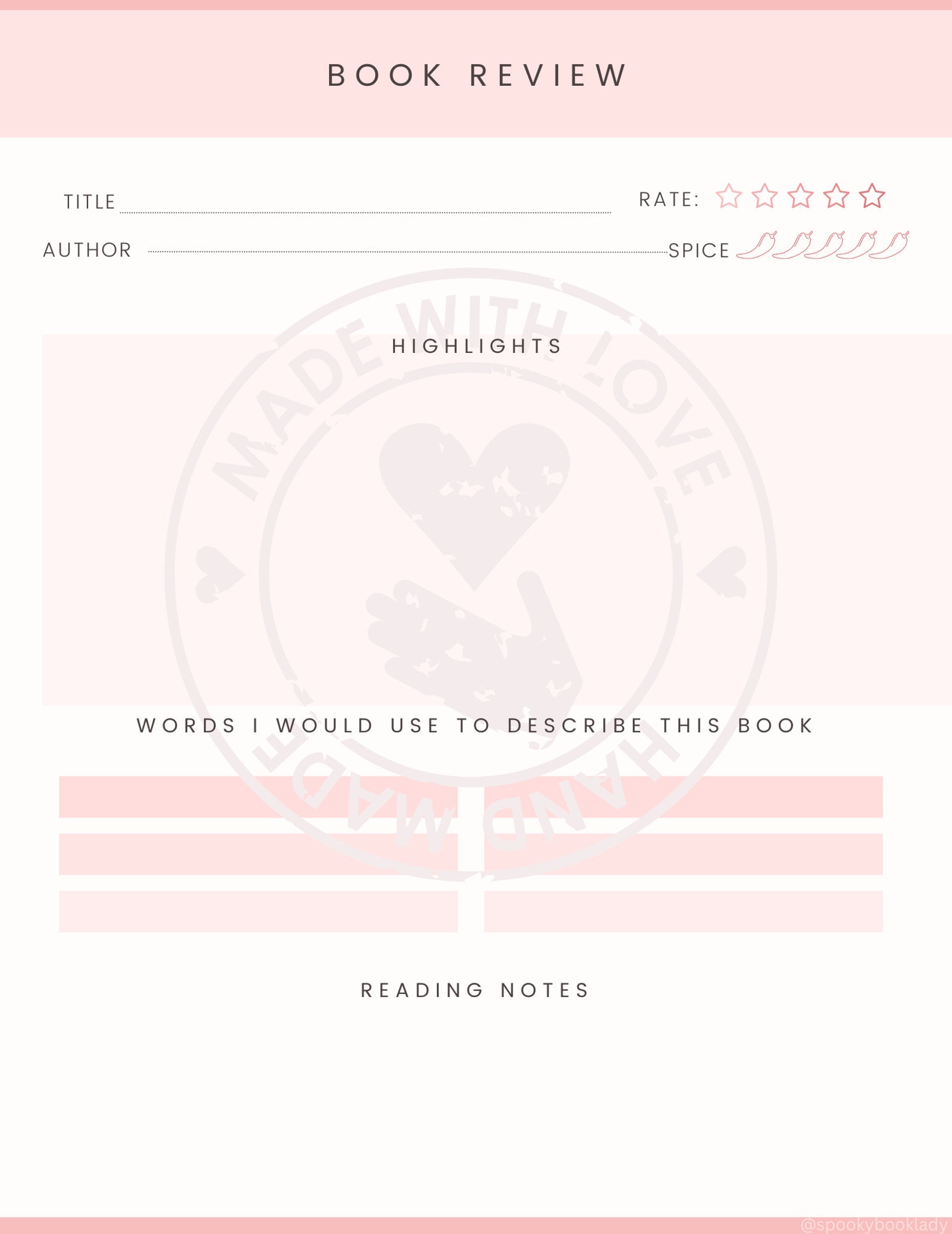 Pink Book Review Template *designed for Use With Goodnotes App* - Etsy