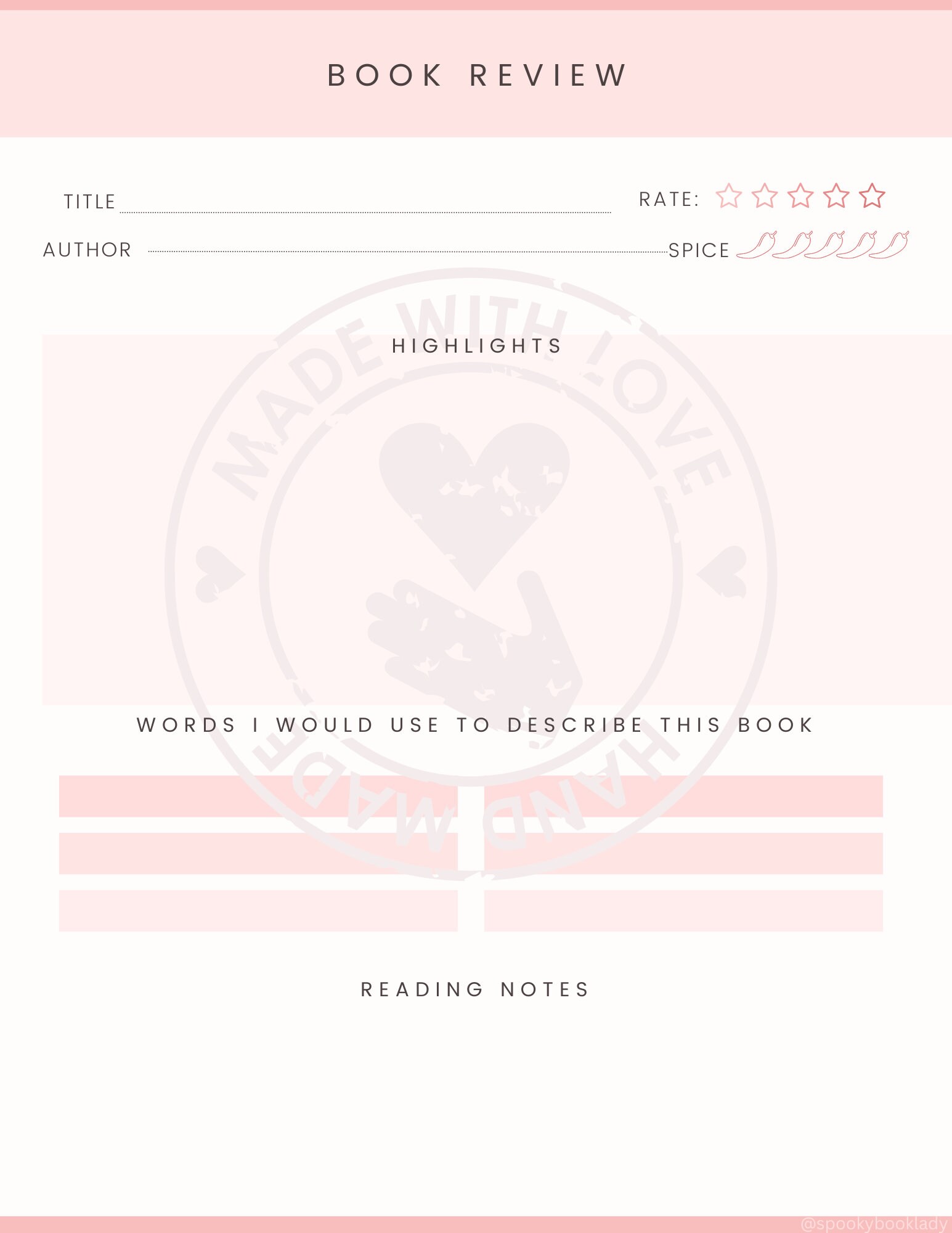 Pink Book Review Template *designed for Use With Goodnotes App* - Etsy
