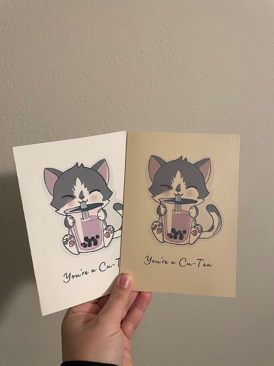 Kawaii Ash Drinking Boba Card - Etsy