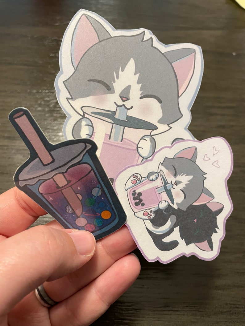 Kawaii Boba Cat Stickers - Etsy
