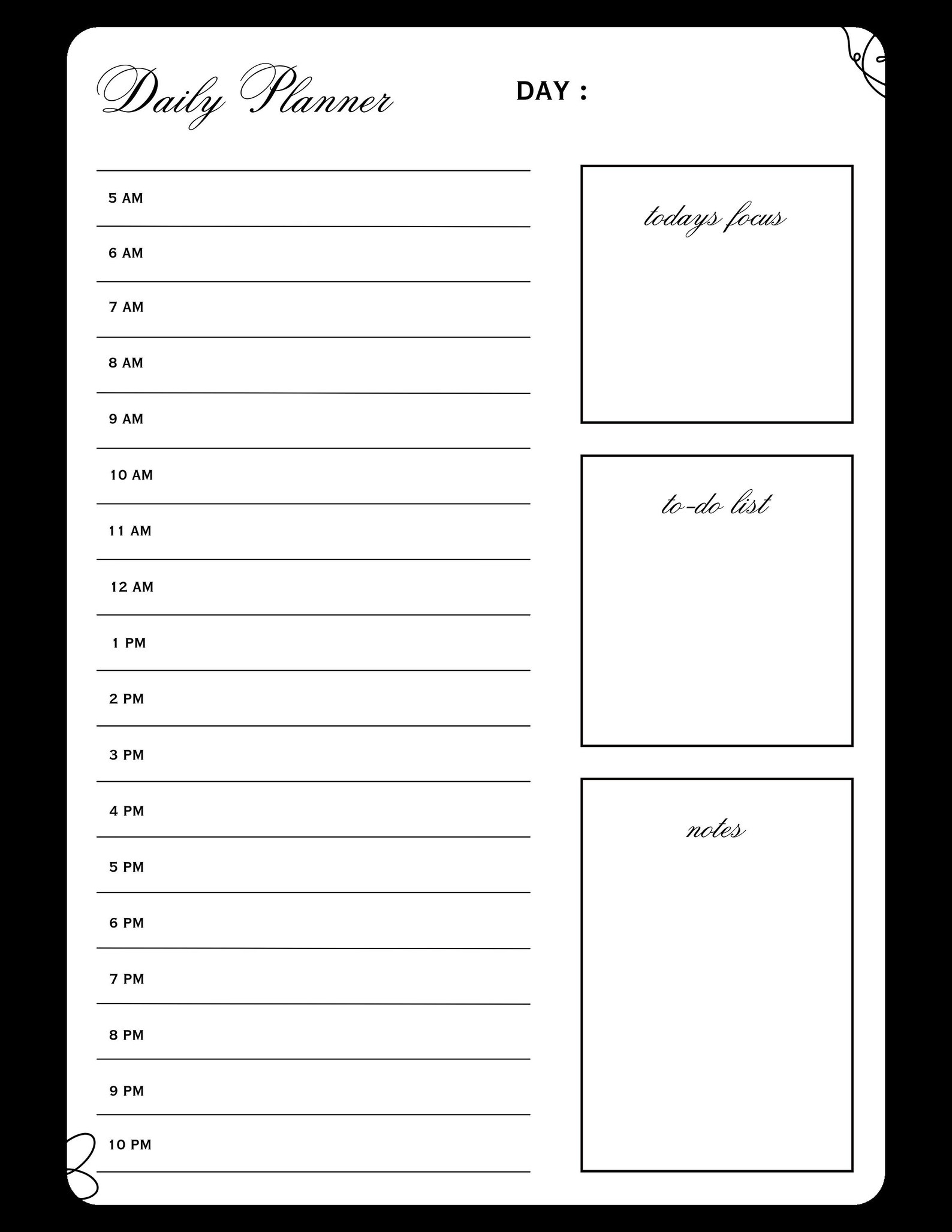Printable Hourly Planner, Undated Daily Planner - Etsy