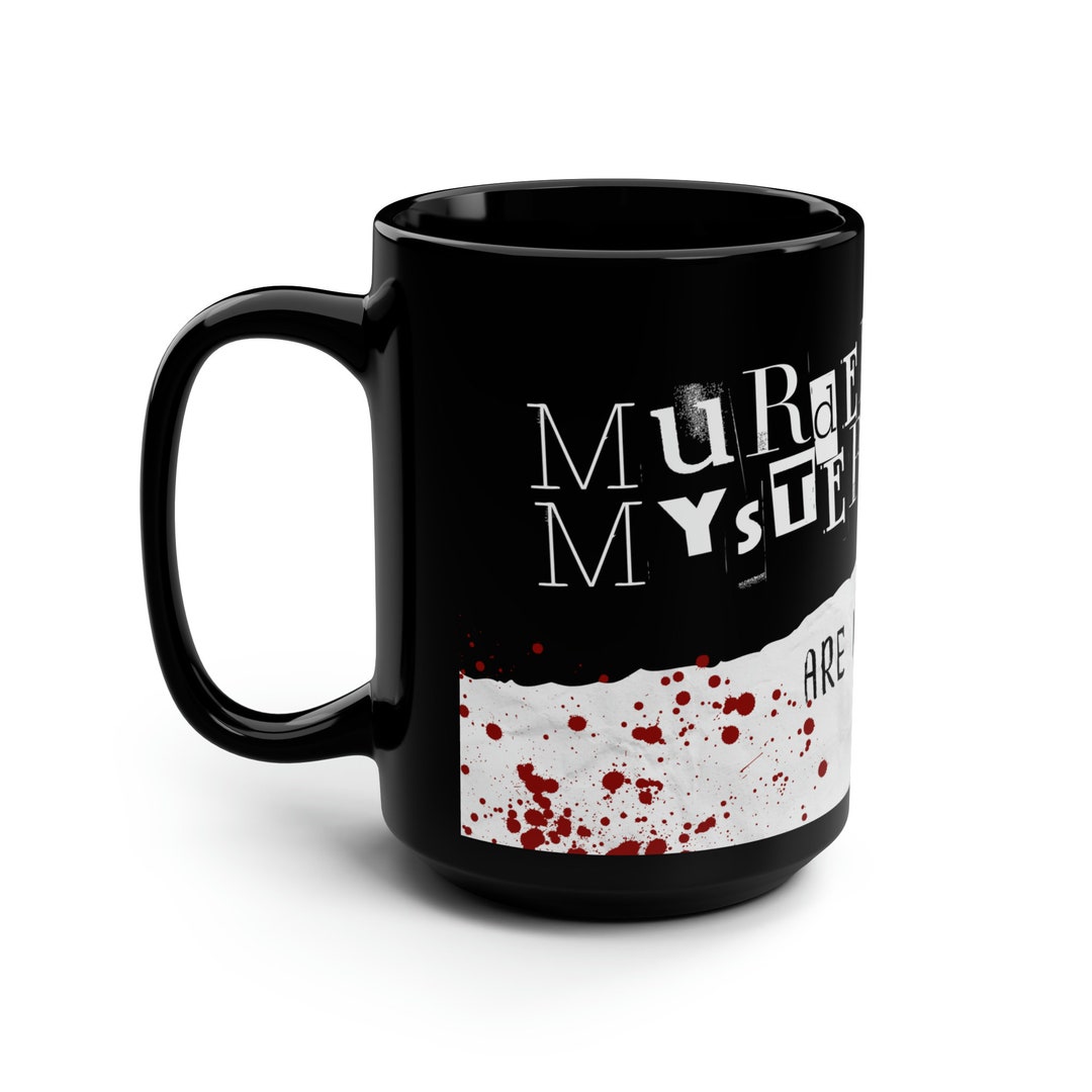 Murder Mysteries Crime Scene Black Mug, 15oz, Finger Print, Magnifying ...