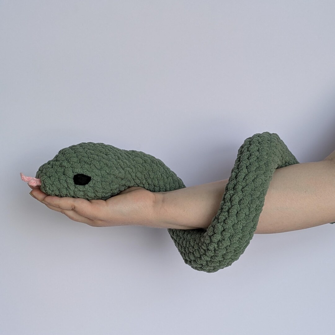 Year of the Snake Smokey Green Crochet Snake | Plush Snake Toy | Soft ...
