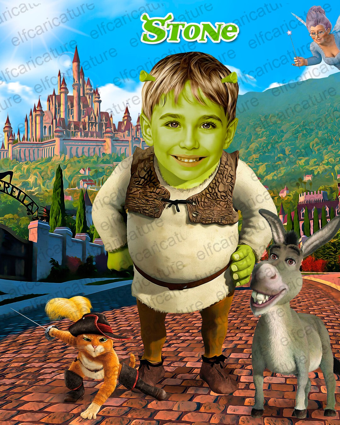 Personalized SHREK Portrait - Portrait From Photo Shrek Custom Kids ...