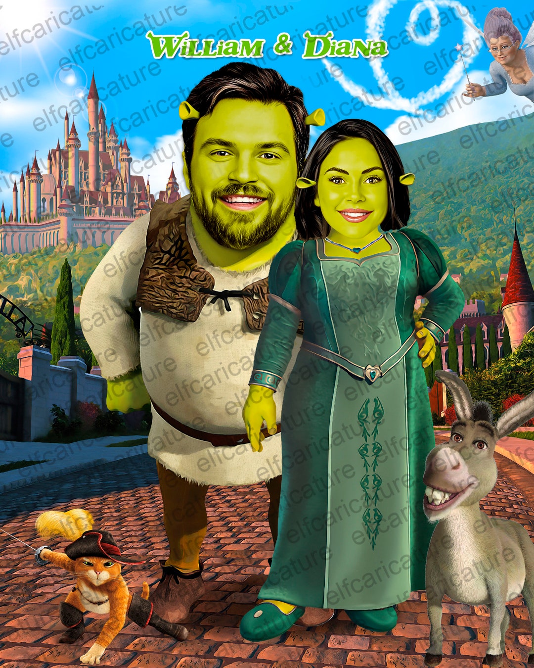 Personalized Shrek,digital Superhero Portrait, Superhero Caricature ...