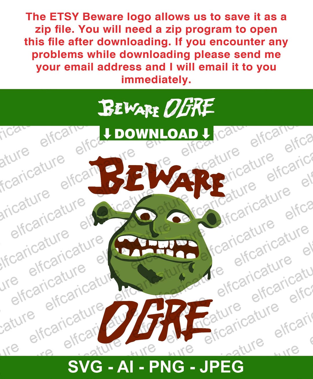 Beware Ogre Shrek Download - Ai-svg-png-jpeg, Ogre Shrek Svg Beware ...