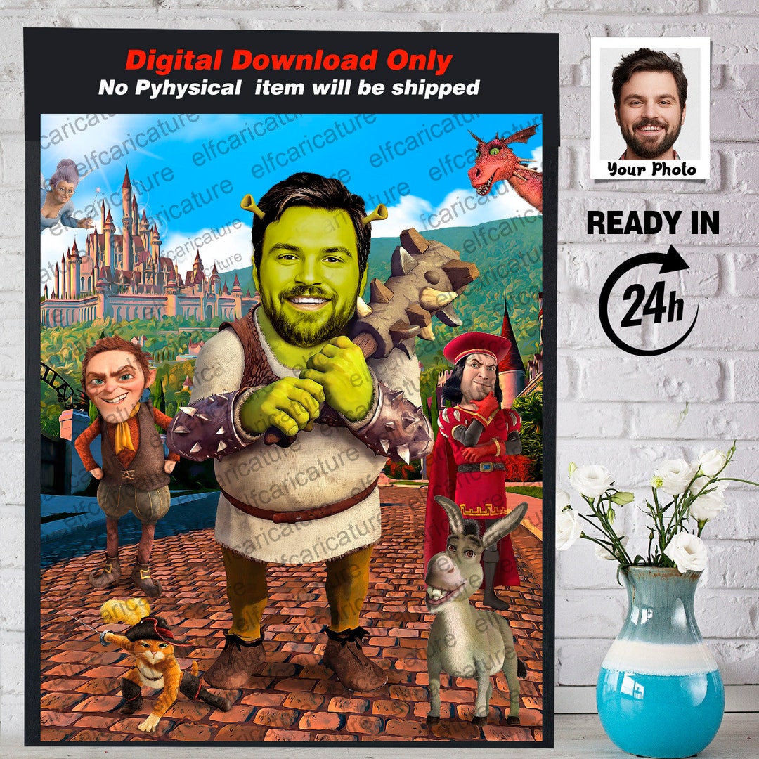 Personalized Shrek Portrait: Custom Photo Caricature (digital Download ...