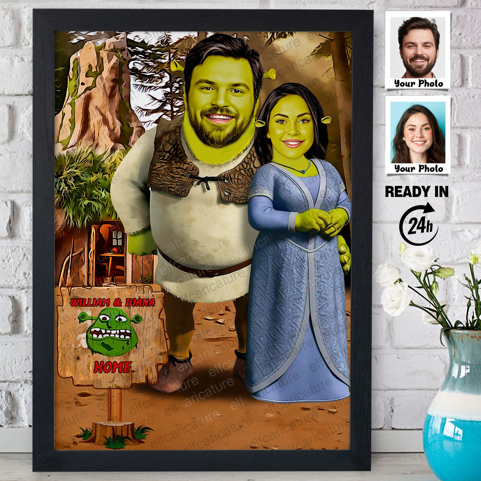 Personalized Shrek,digital Superhero Portrait, Superhero Caricature ...