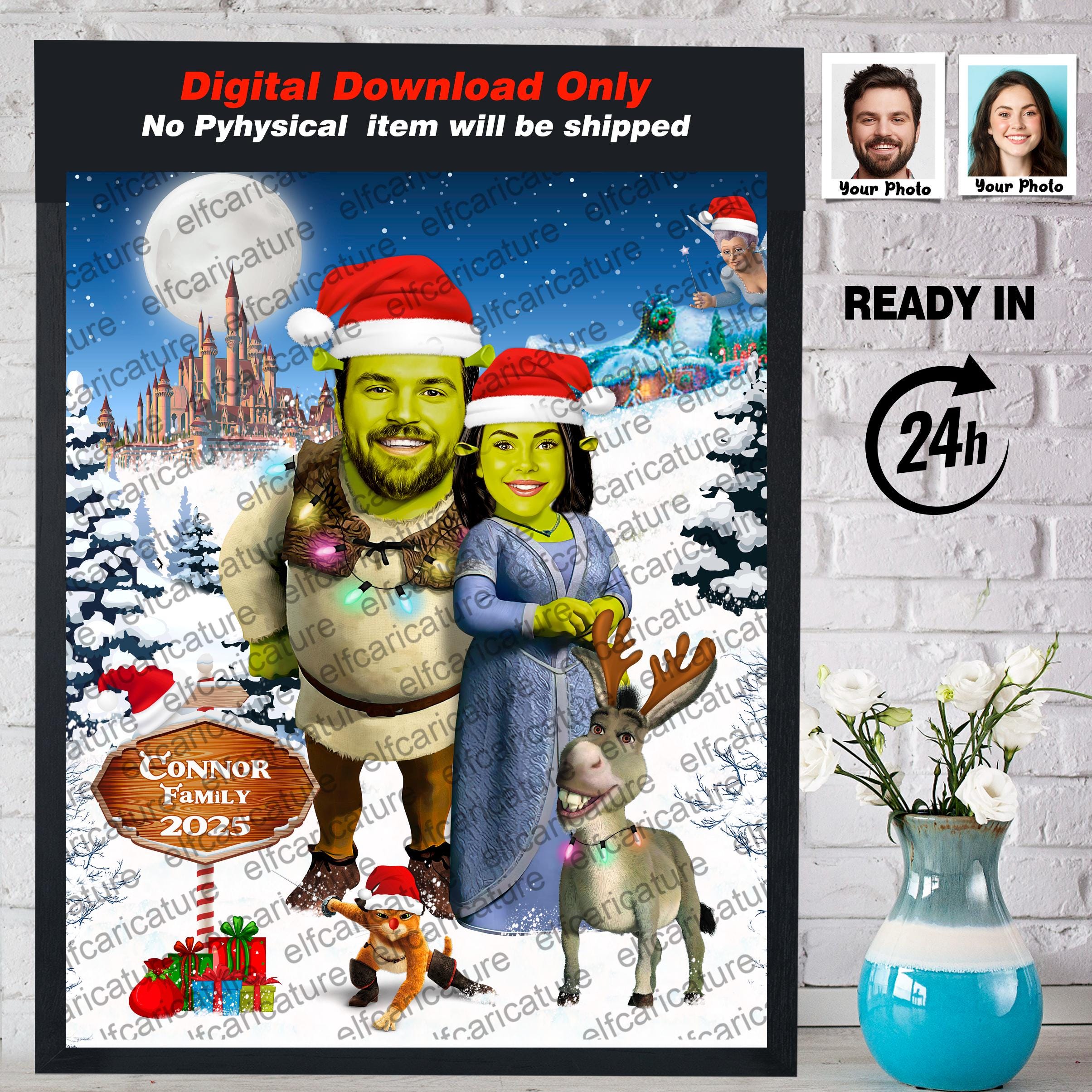 Personalized Shrek Christmas Portrait: Custom Superhero Caricature ...