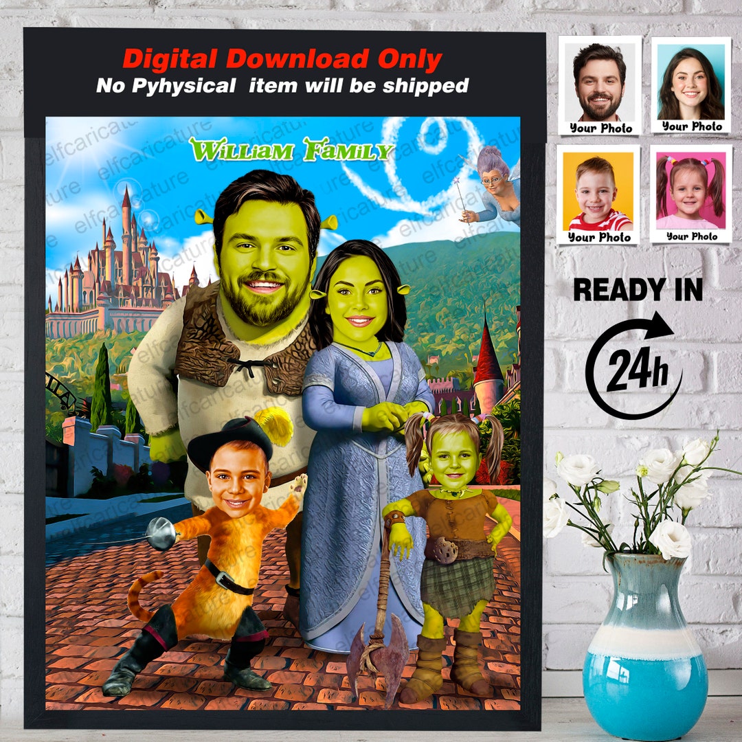 Personalized SHREK, Digital Shrek Family, Mother's Day Gift, Birthday ...