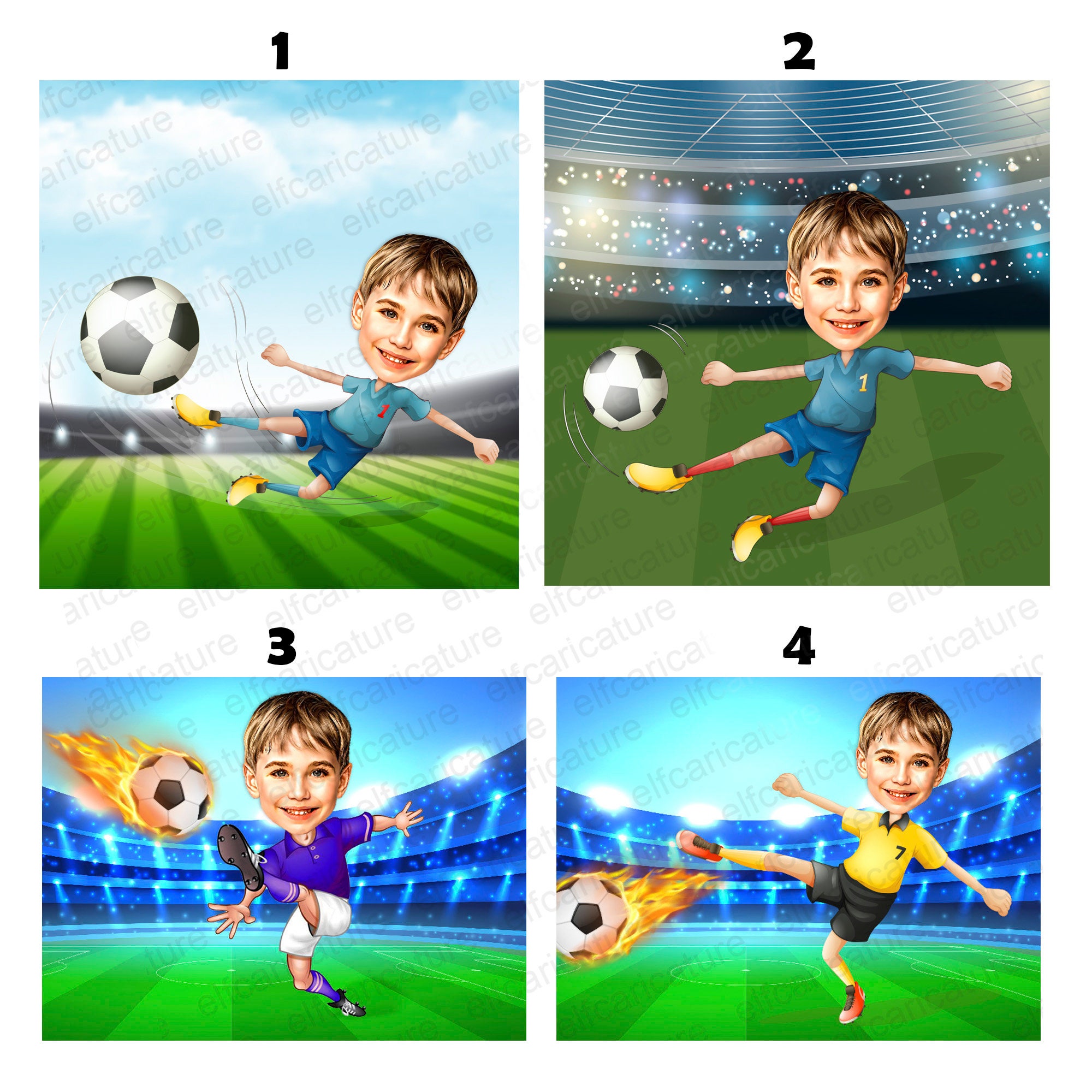 Custom Soccer Cartoon Portrait: Personalized Football Gift (digital ...