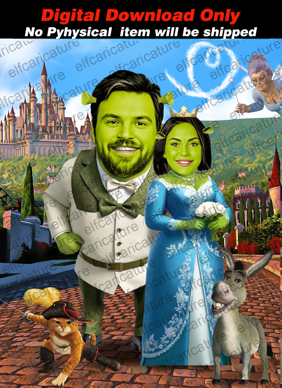 Personalized SHREK, Bachelorette Party Shrek Wedding Superhero Portrait ...