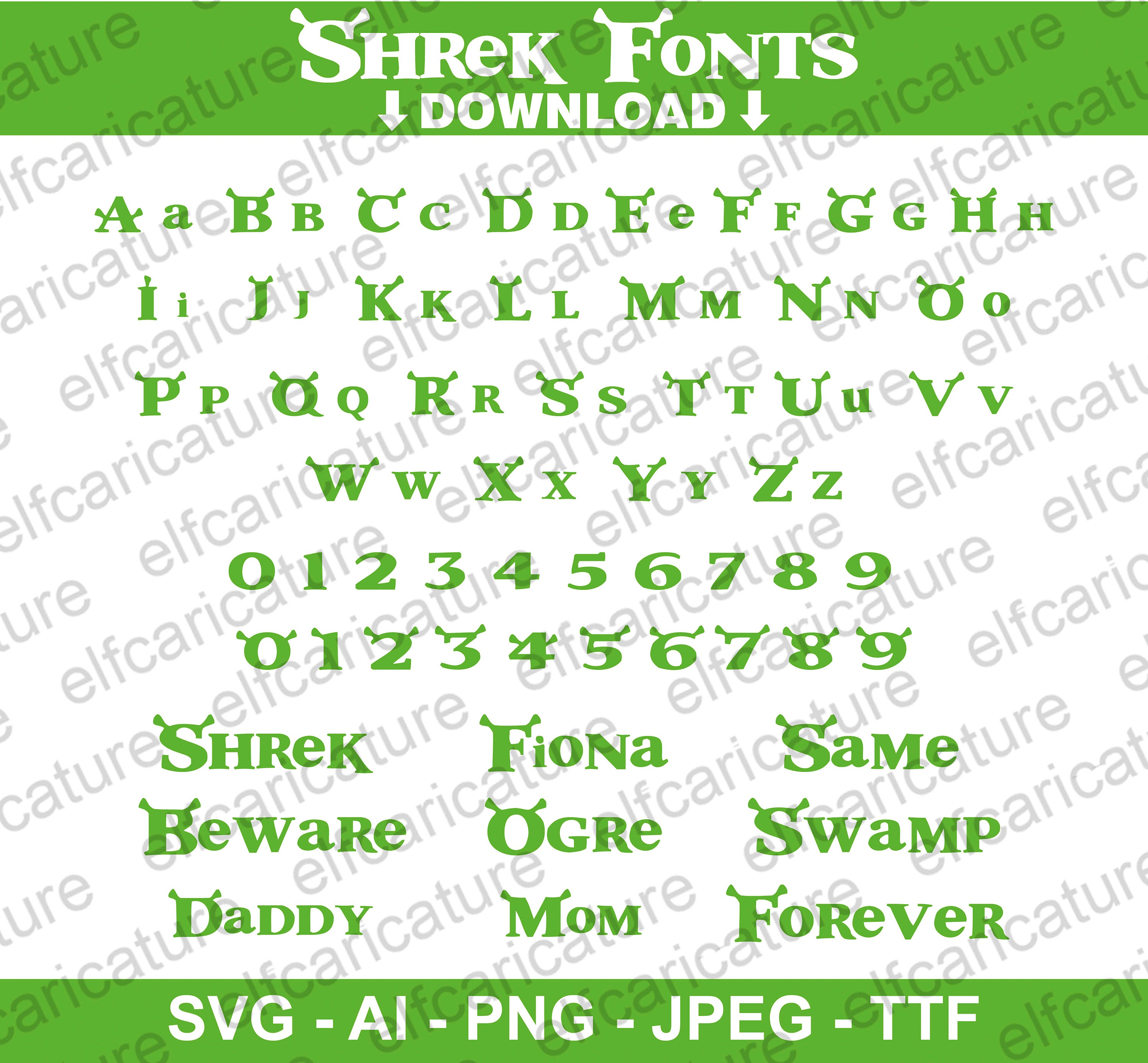 Green Ogre Font SVG Download Font (ai-svg-jpeg-png-alphabet Ttf ) - Etsy UK