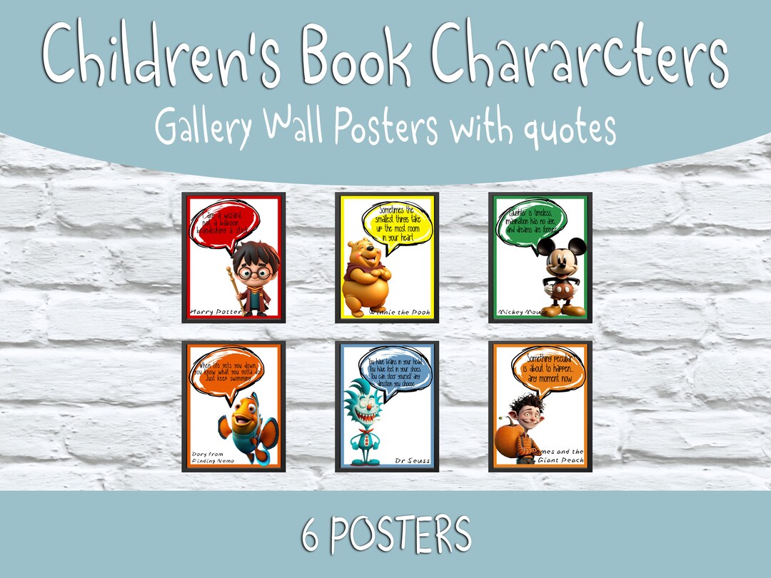 Children's Book Character Gallery A4 Wall Art. Perfect for Children's ...