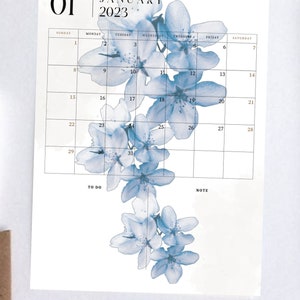 Printable Flower Calendar 2023 Monthly Planner 2023 A4, Letter, A3 ...