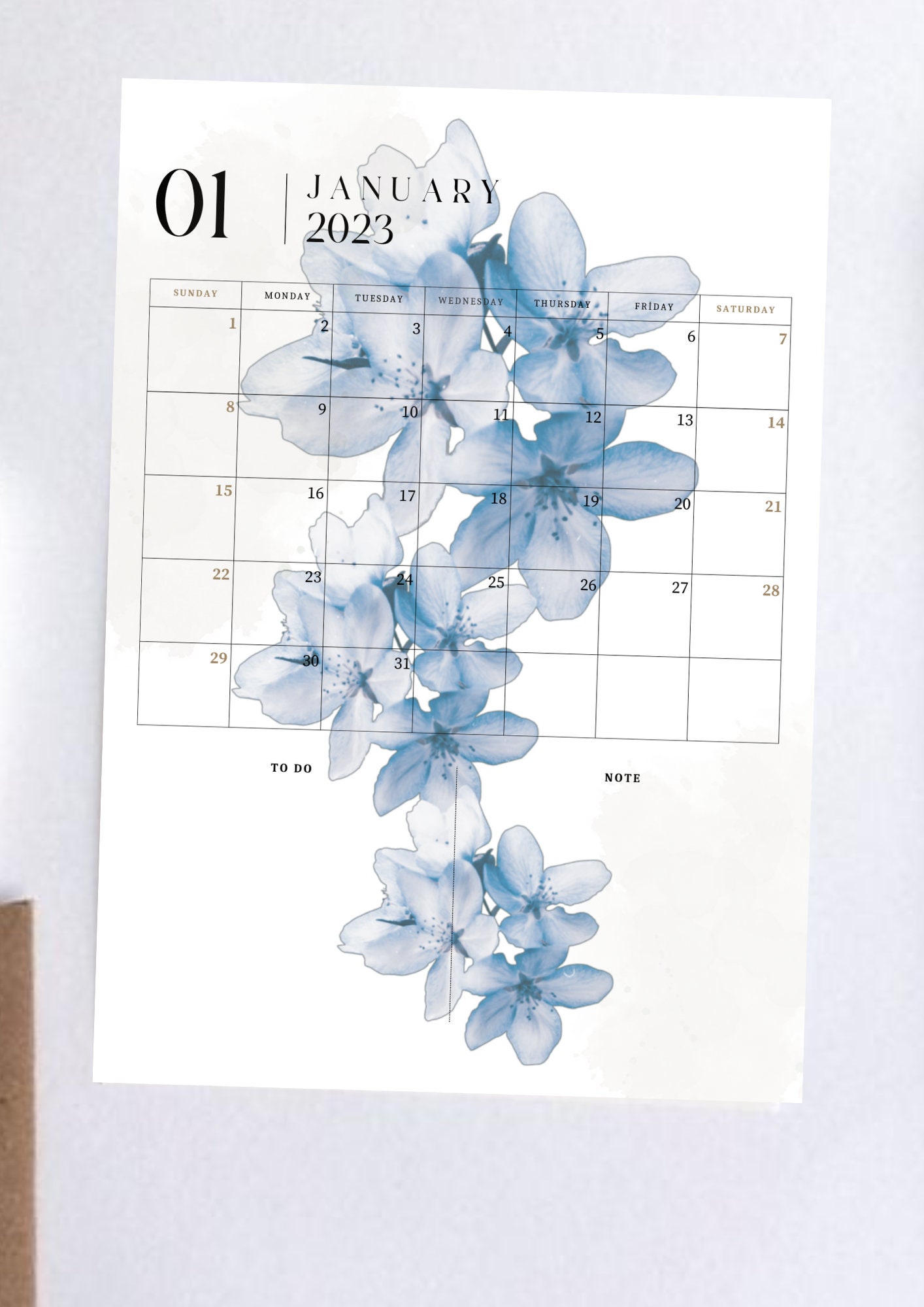 Printable Flower Calendar 2023 Monthly Planner 2023 A4, Letter, A3 ...