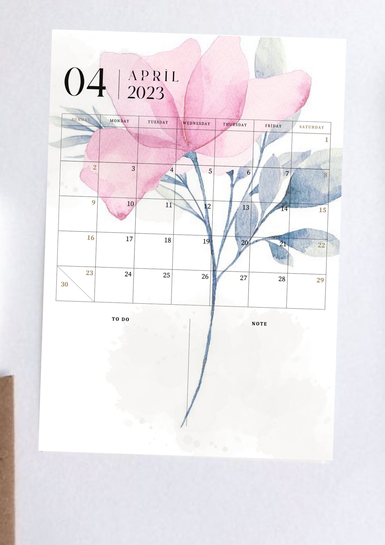 Printable Flower Calendar 2023 Monthly Planner 2023 A4, Letter, A3 ...