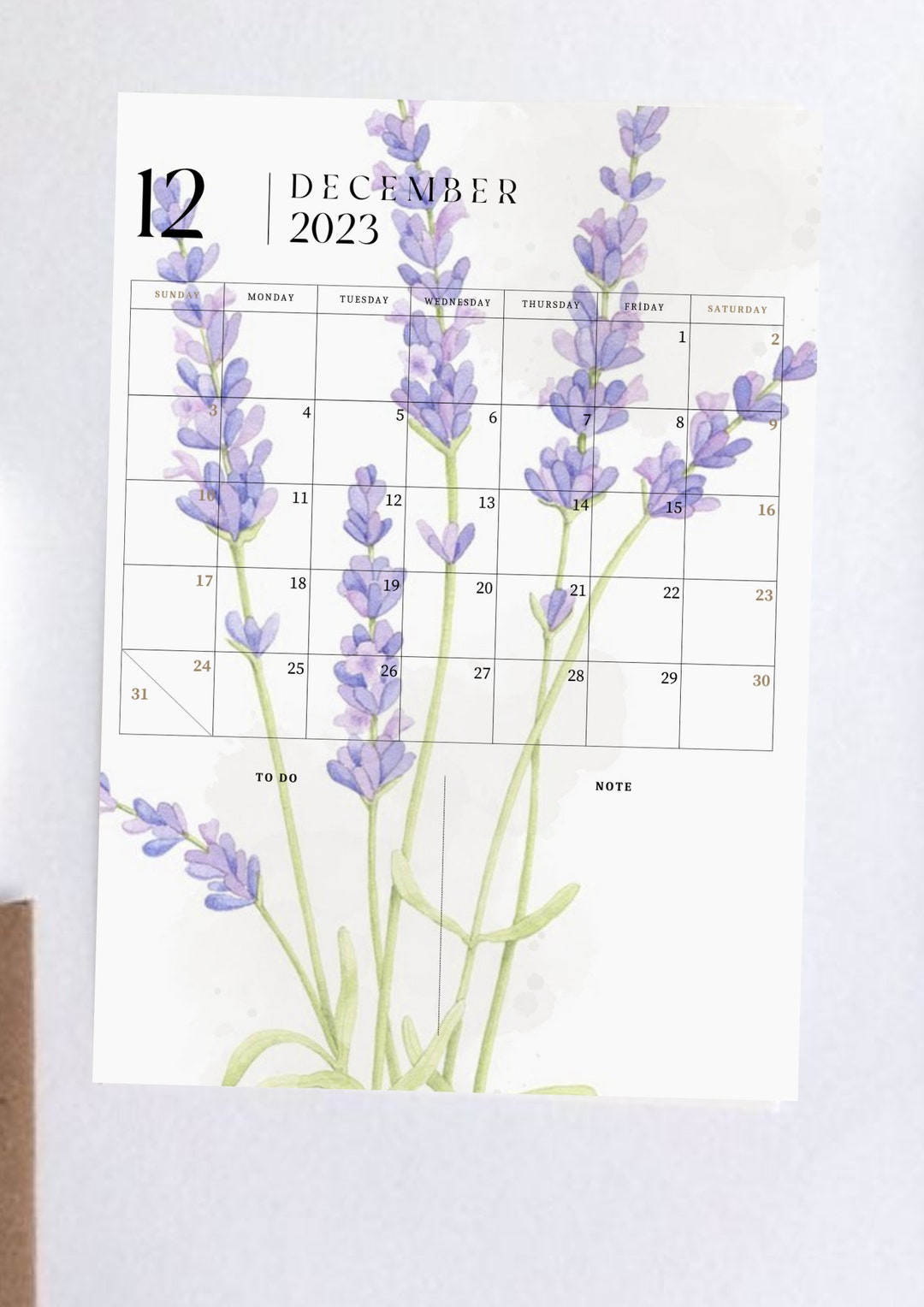 Printable Flower Calendar 2023 Monthly Planner 2023 A4, Letter, A3 ...