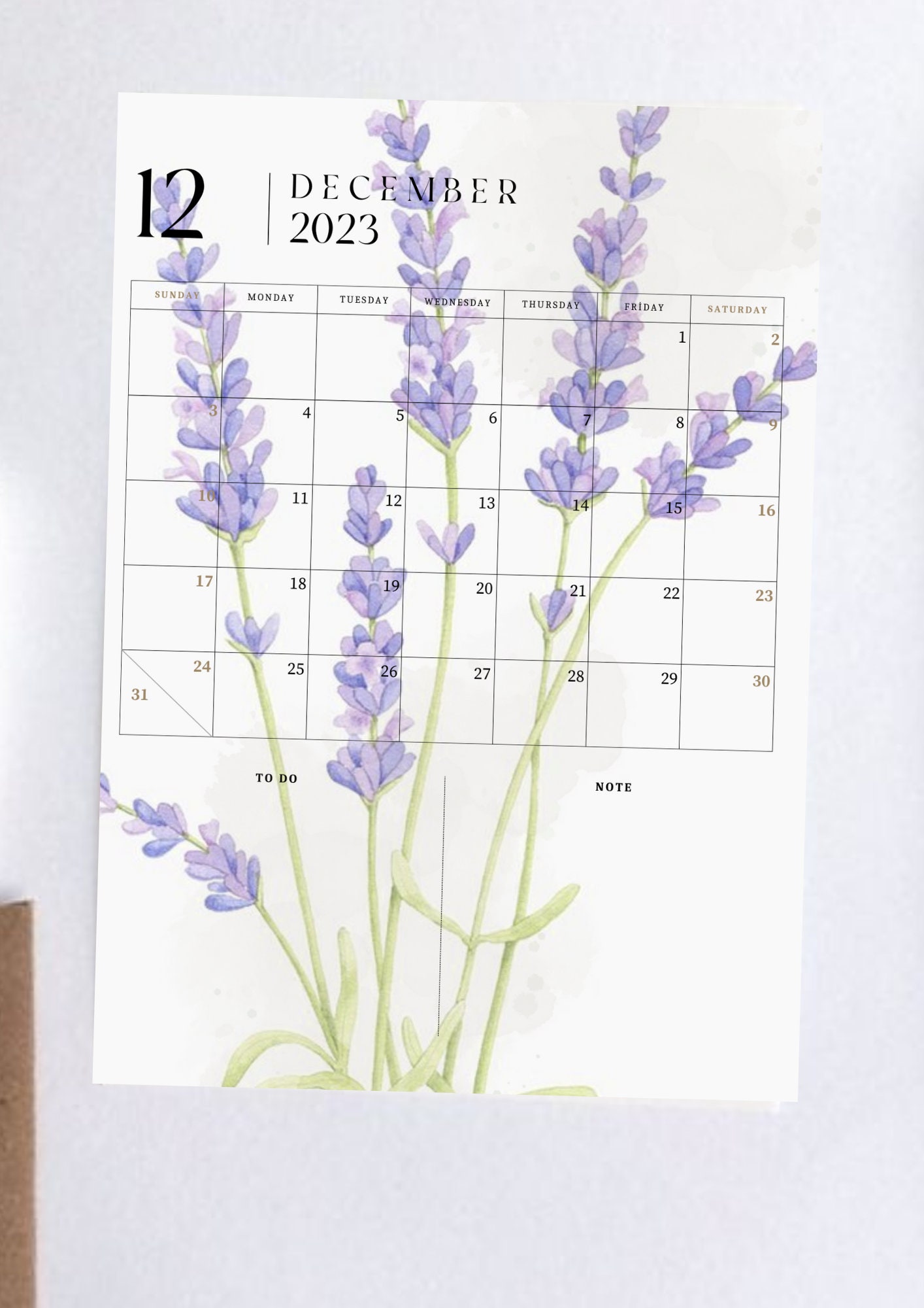 Printable Flower Calendar 2023 Monthly Planner 2023 A4, Letter, A3 ...