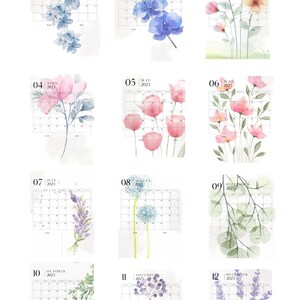 Printable Flower Calendar 2023 Monthly Planner 2023 A4, Letter, A3 ...