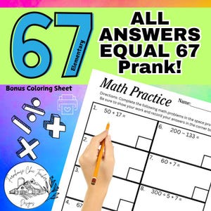 67 Math Practice Worksheet, ALL Answers Equal 67, Fun Math Trendy ...