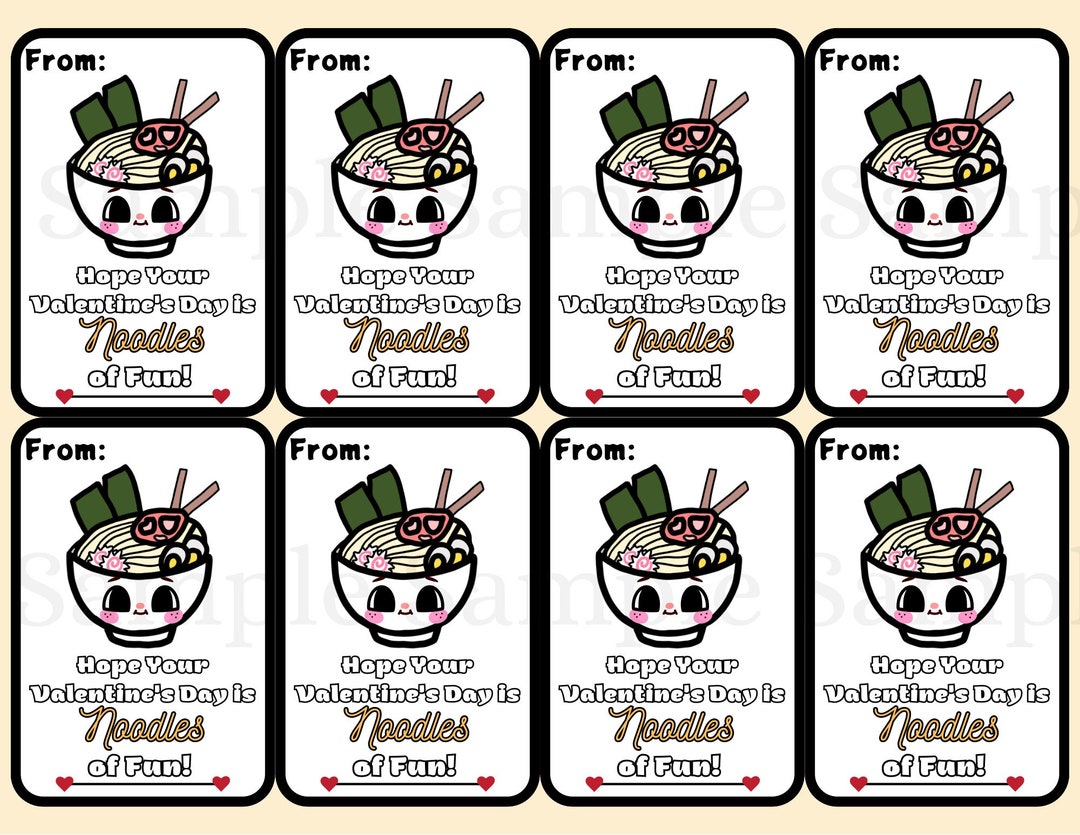 Ramen Valentine's, Ramen Valentine Cards for Kids, Noodles of Fun ...
