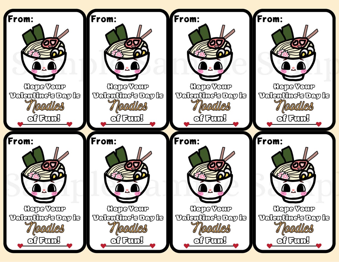 Ramen Valentine's, Ramen Valentine Cards for Kids, Noodles of Fun ...