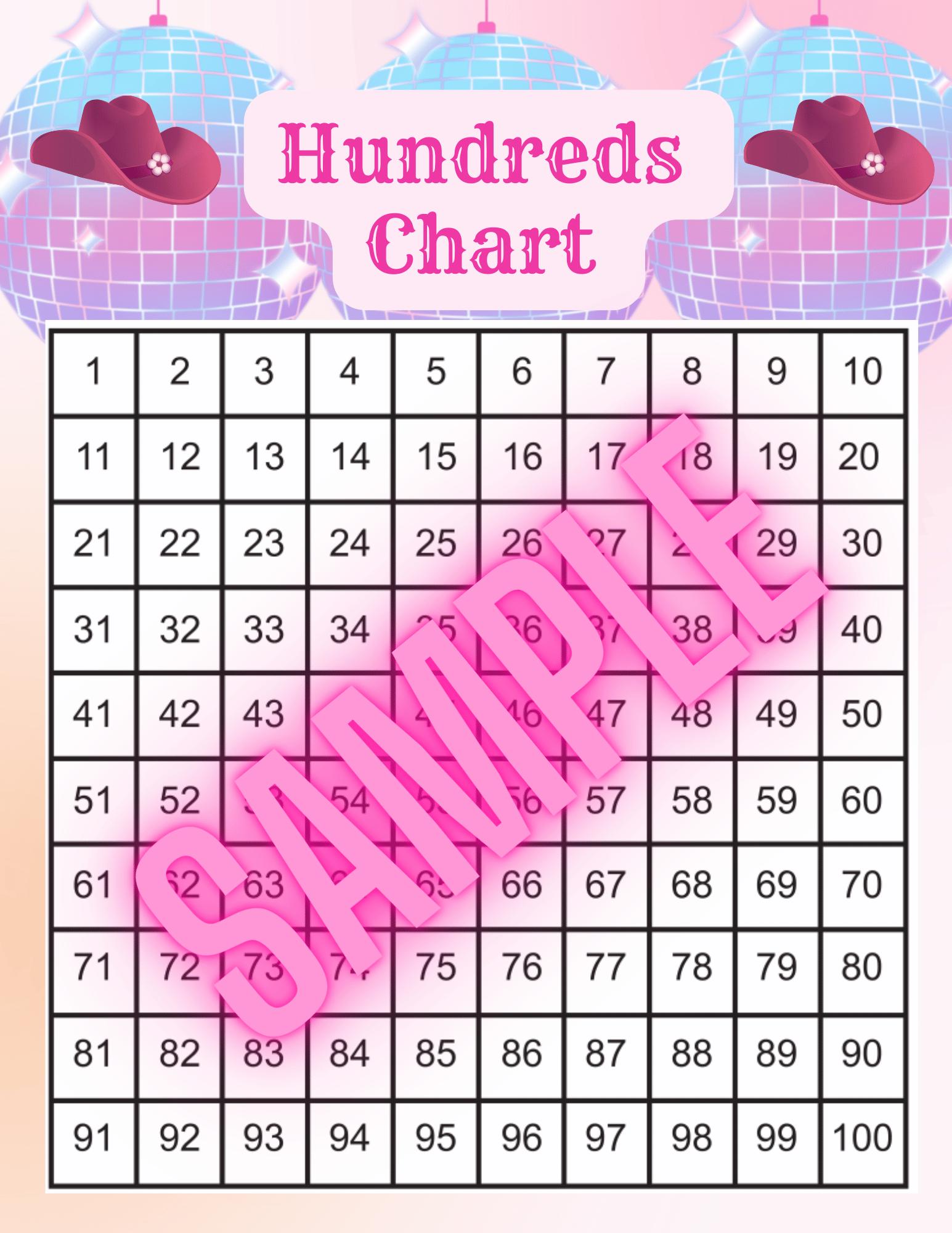 Disco Cowgirl Hundreds Chart, 1-120 Hundreds Chart, Eng/span - Etsy