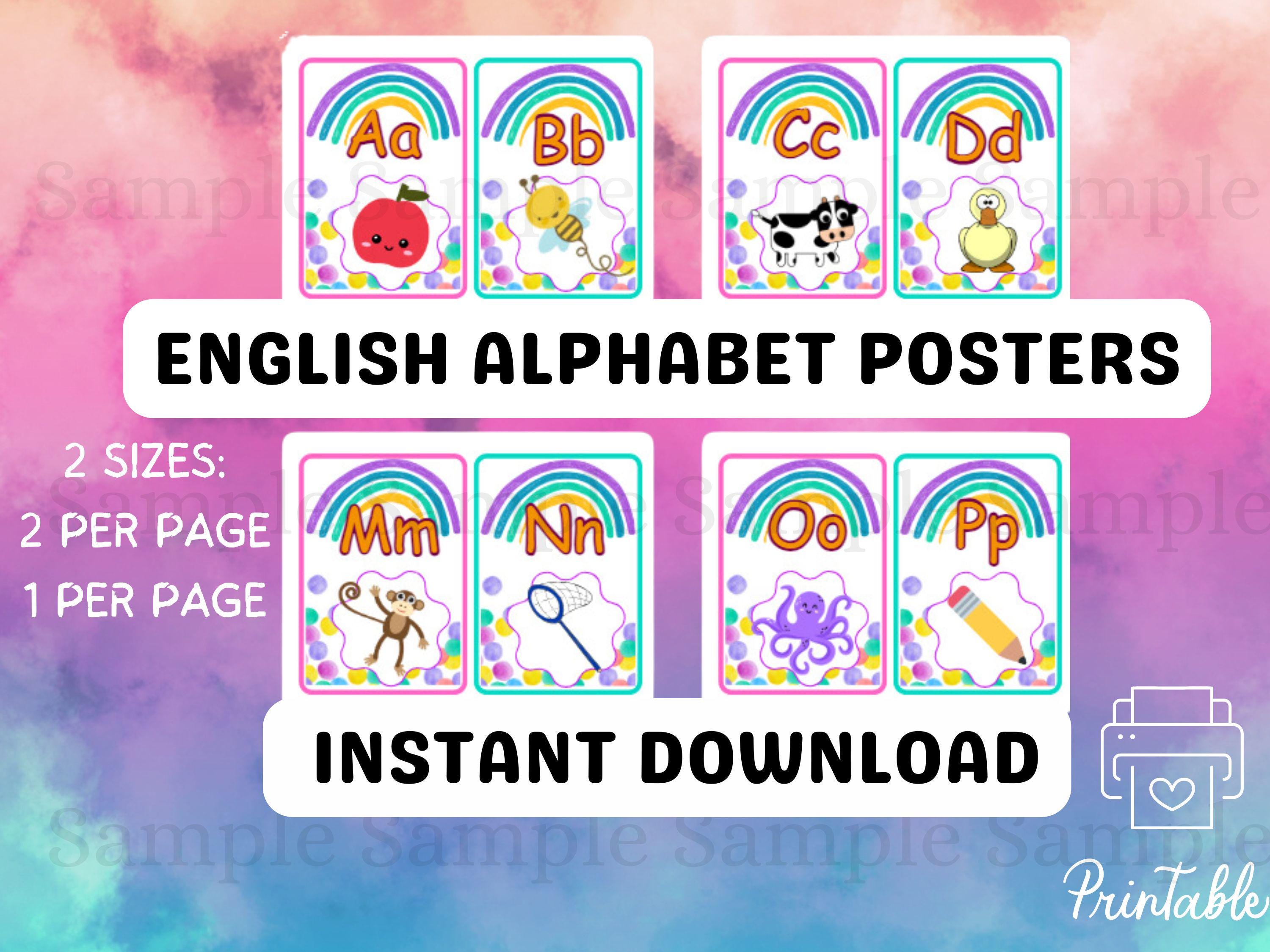 Rainbow-themed English Alphabet Posters, Digital Download, Classroom ...