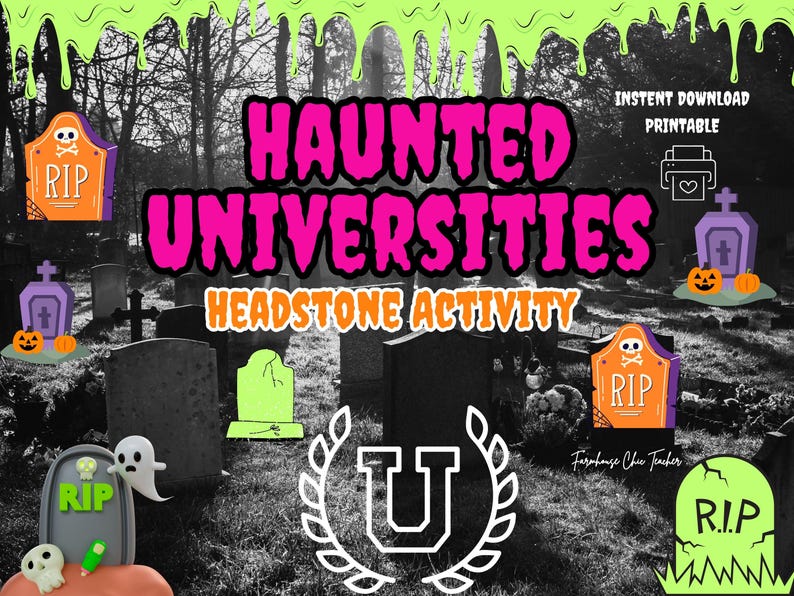 Haunted Universities Headstone Activity, College Research, College Week ...