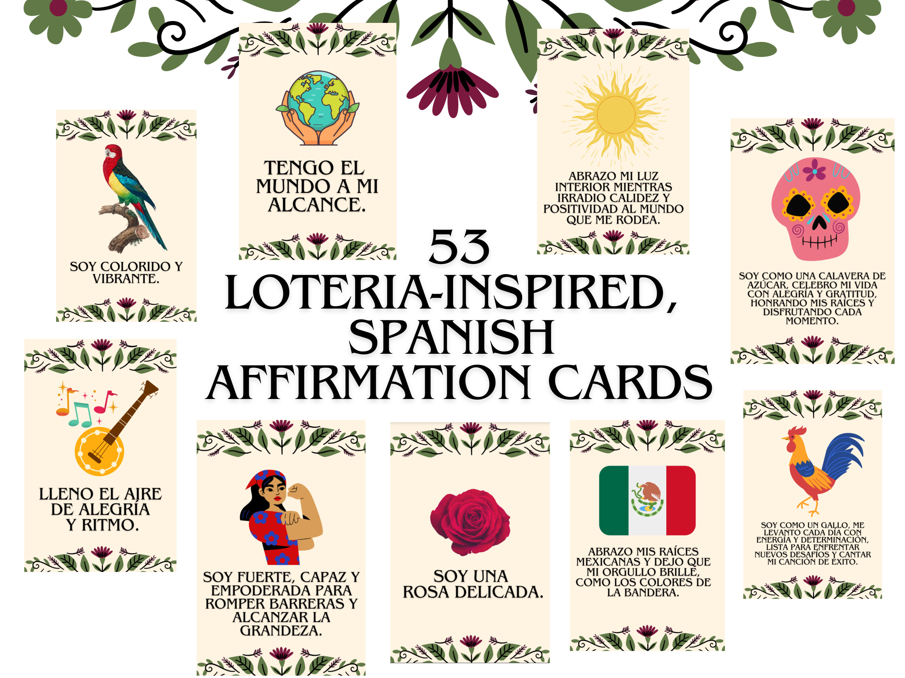 Loteria-inspired Spanish Affirmation Cards, Affirmation Cards for ...