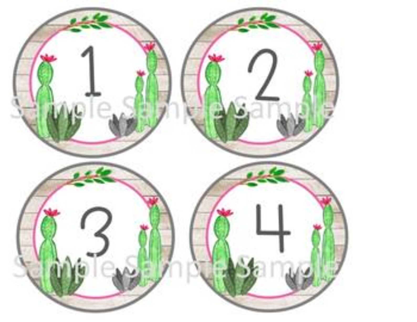 Cactus Decor, Cactus Numbers, 2 Sizes, Watercolor Cactus, Number Labels ...