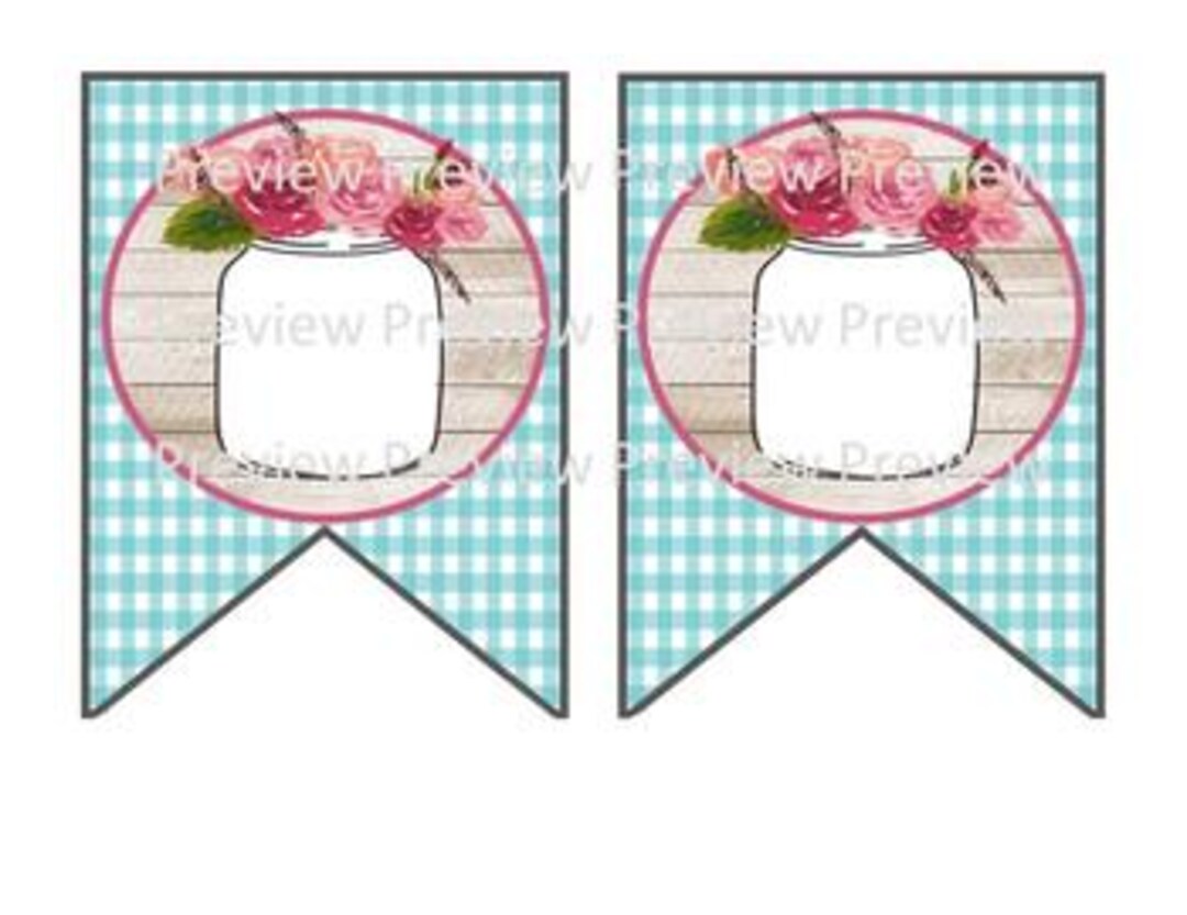 Mason Jar Decor, Editable Banner, Pink and Mint, Shiplap Floral, Mason ...