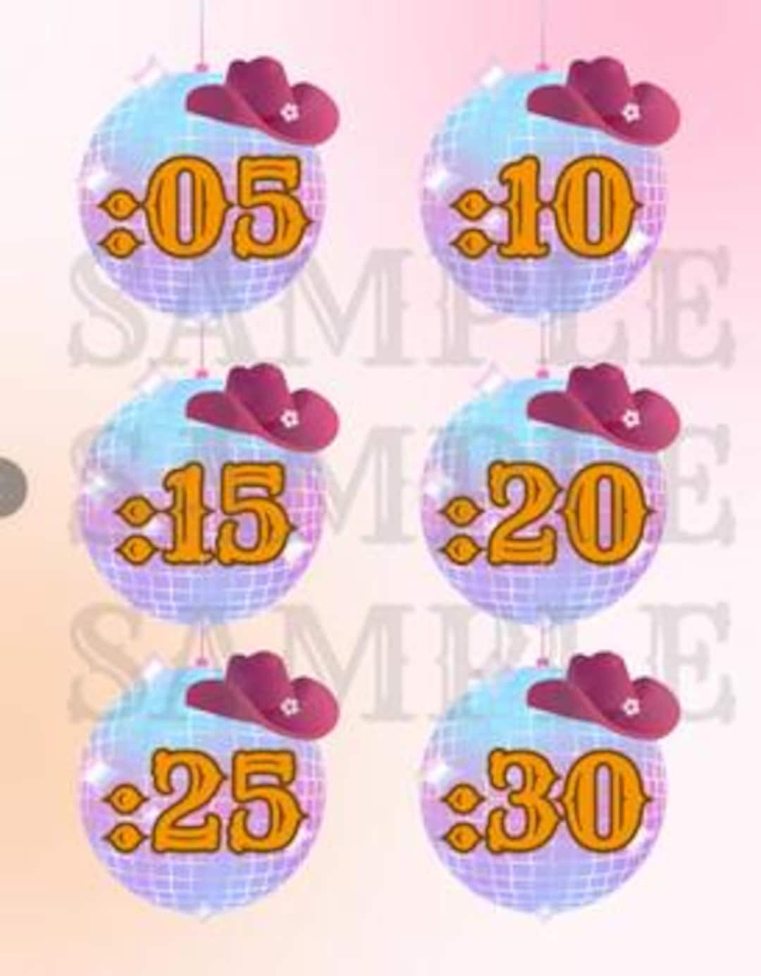 Disco Cowgirl Clock Labels, Disco Clock Numbers, Disco Cowgirl ...