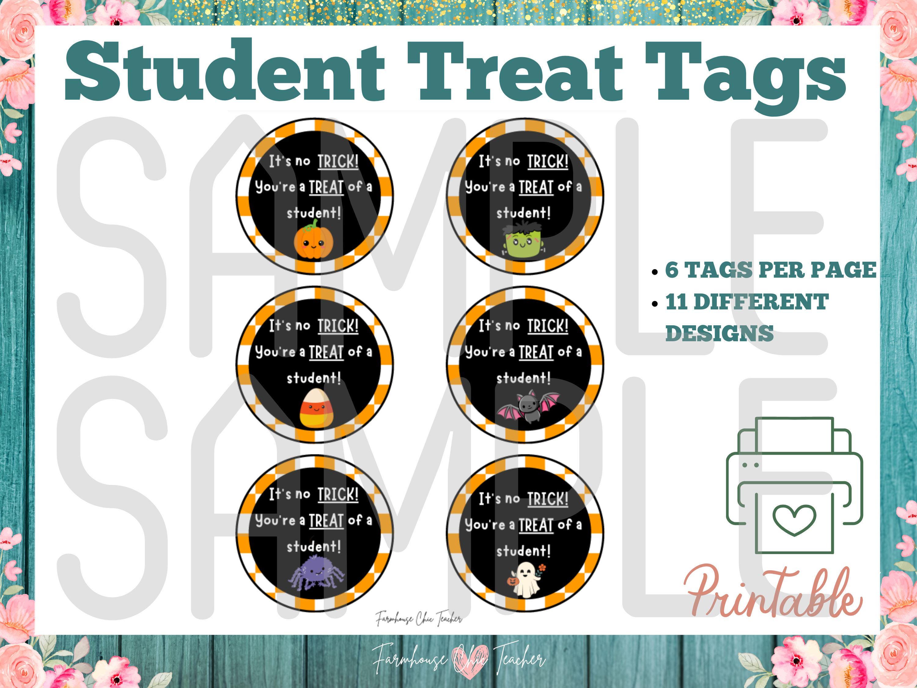 Student Treat Tags, Back to School Treat Tags, Halloween Treat Tags ...