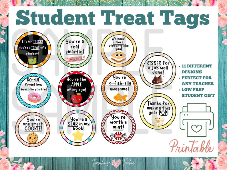 Student Treat Tags, Back to School Treat Tags, Halloween Treat Tags ...