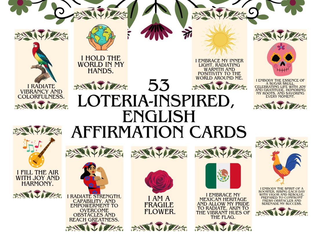 Loteria-inspired English Affirmation Cards, Affirmation Cards for ...