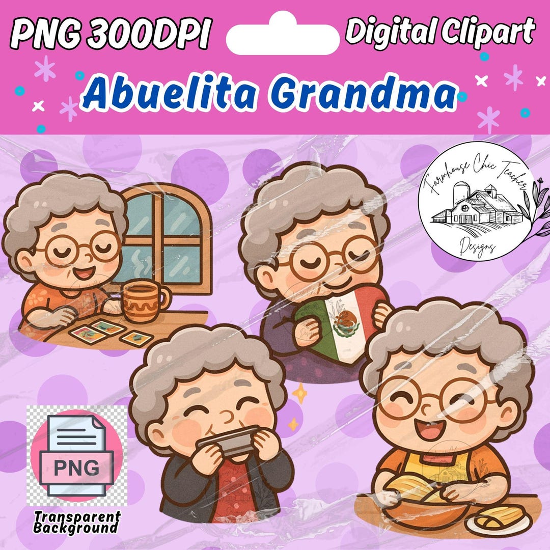 Abuelita Grandma Mexican Culture Clipart, 4 PNG Files, Tamales, Café ...