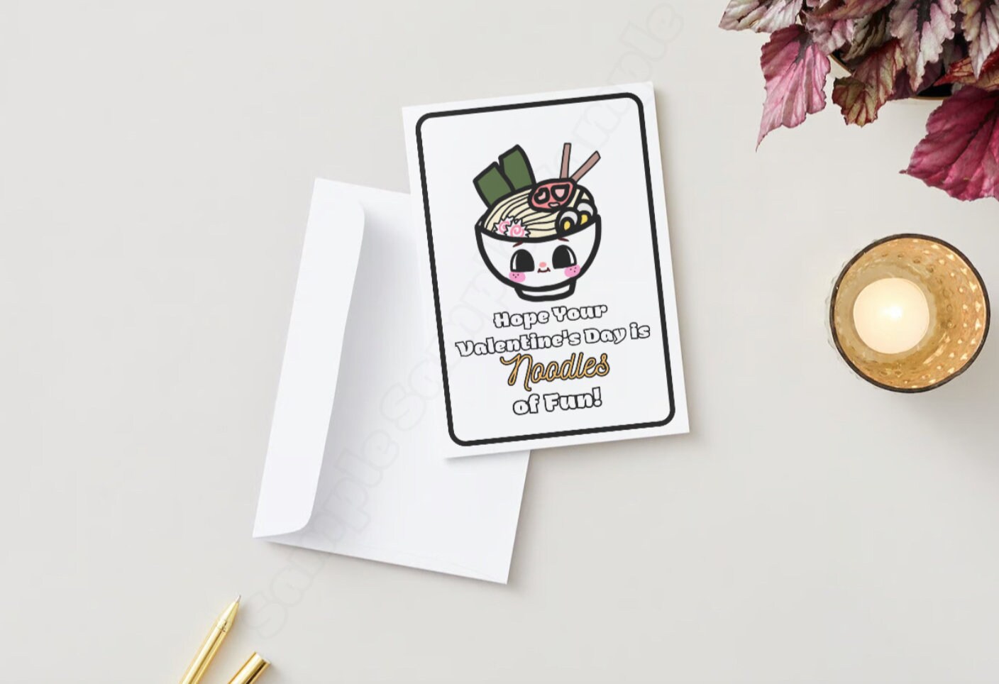 Ramen Valentine Greeting Card, Ramen Greeting Card, Ramen Valentine's ...