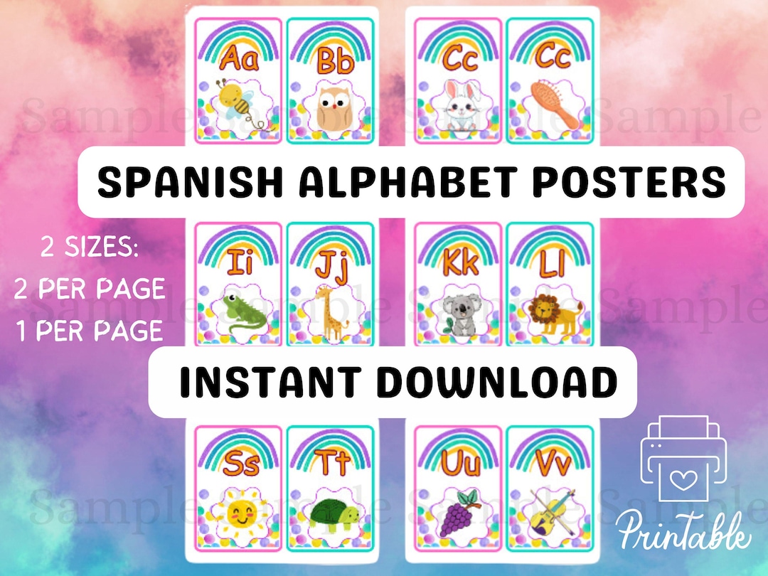 Rainbow-themed Spanish Alphabet Posters, Digital Download, Classroom ...